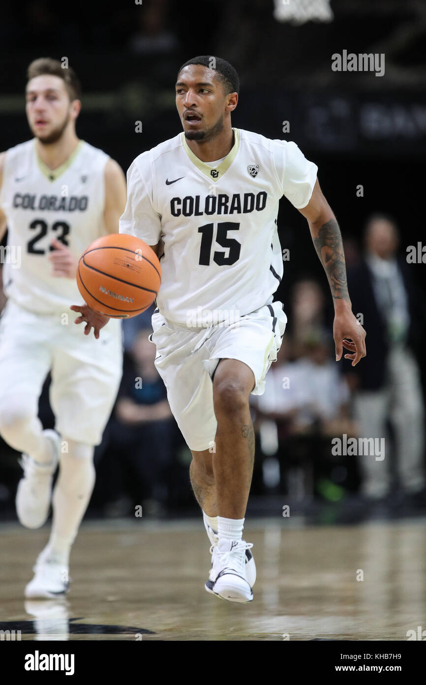 Boulder. 14th Nov, 2017. Colorado's Dominique Collier looks to make a ...