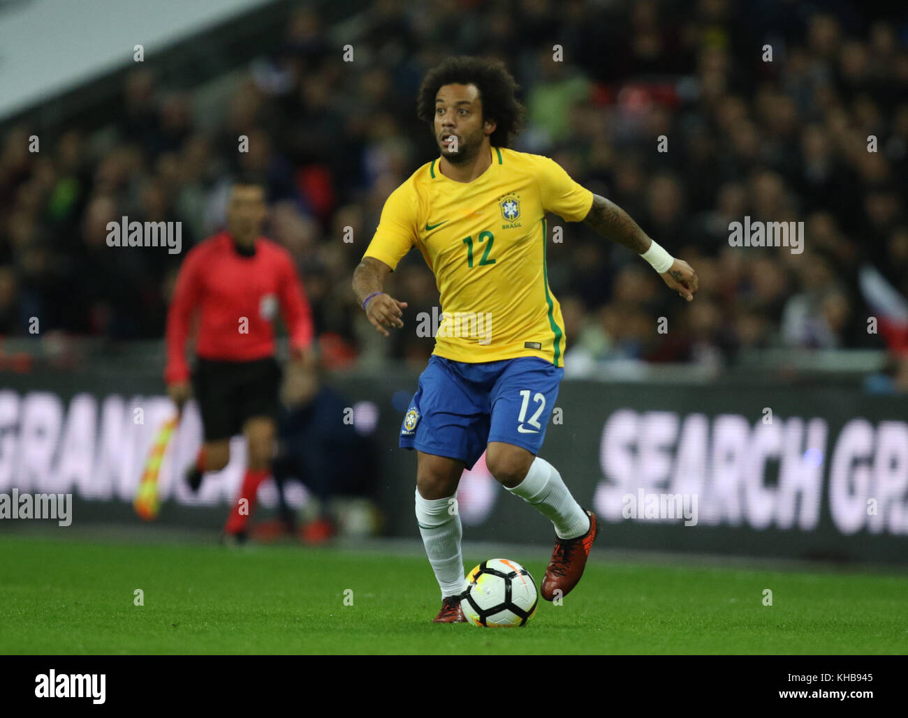 Marcelo (Brazil) at the England v Brazil international friendly match ...