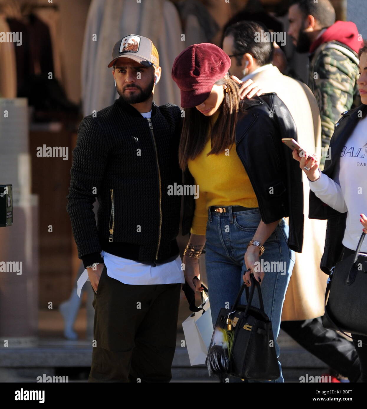 Milan, Italy . 14th Nov, 2017. Lorenzo Insigne and wife in the center ...