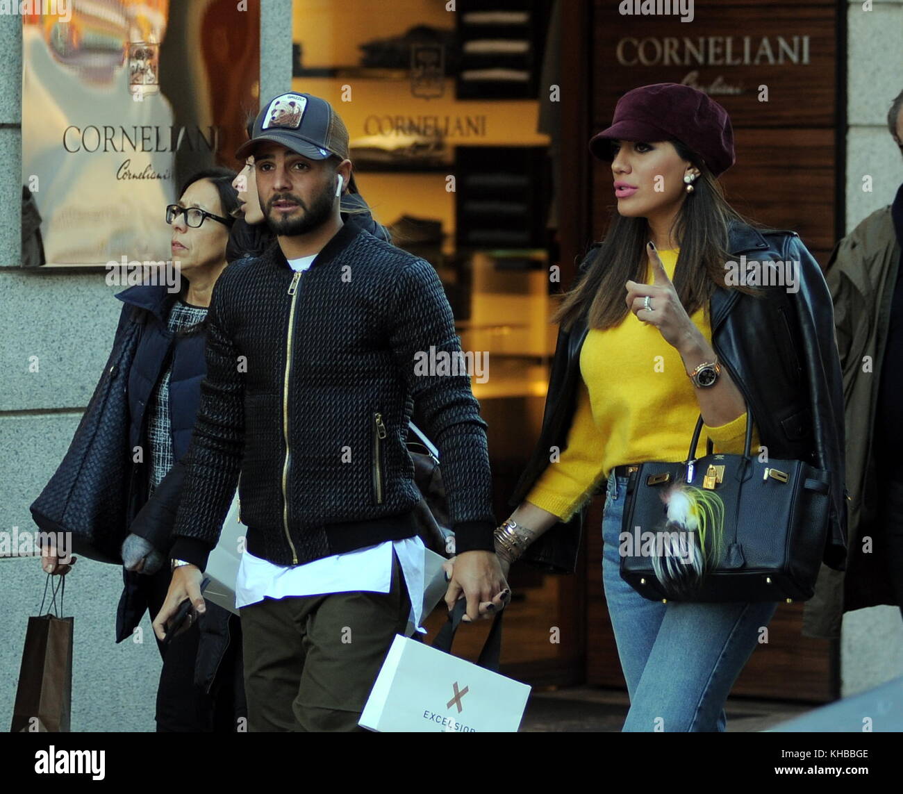 Milan, Italy . 14th Nov, 2017. Lorenzo Insigne and wife in the center ...