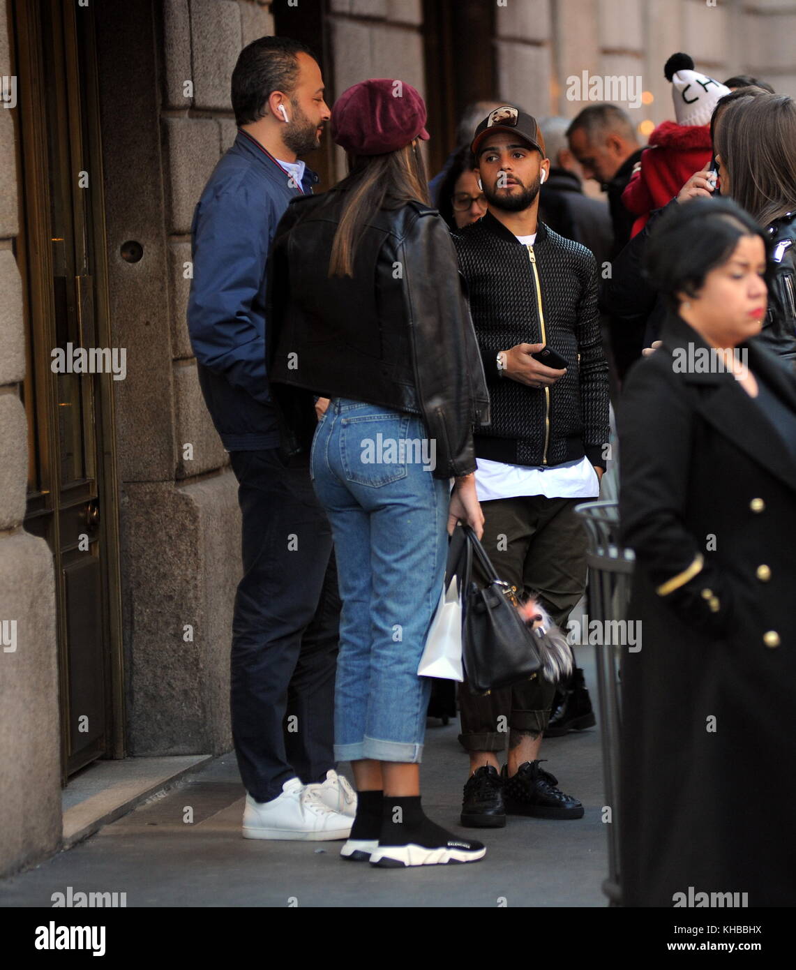 Milan, Italy . 14th Nov, 2017. Lorenzo Insigne and wife in the center ...