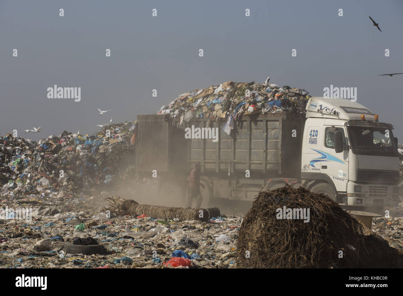 Gaza City, The Gaza Strip, Palestine. 15th Nov, 2017. The truck empties ...