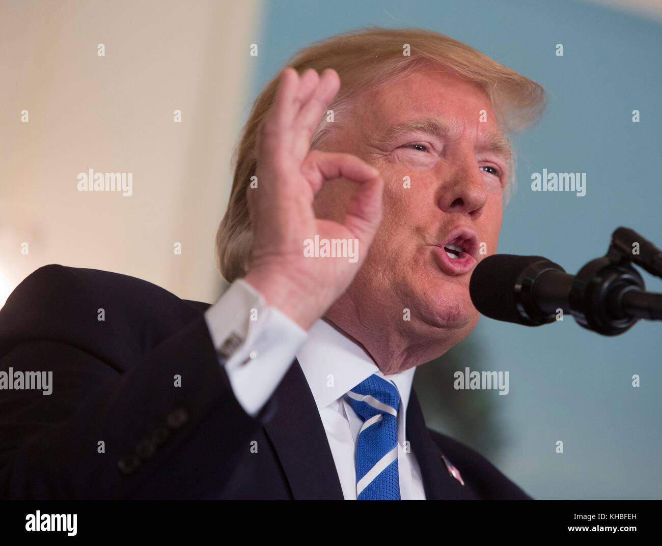 United States President Donald J. Trump makes a statement at the White ...