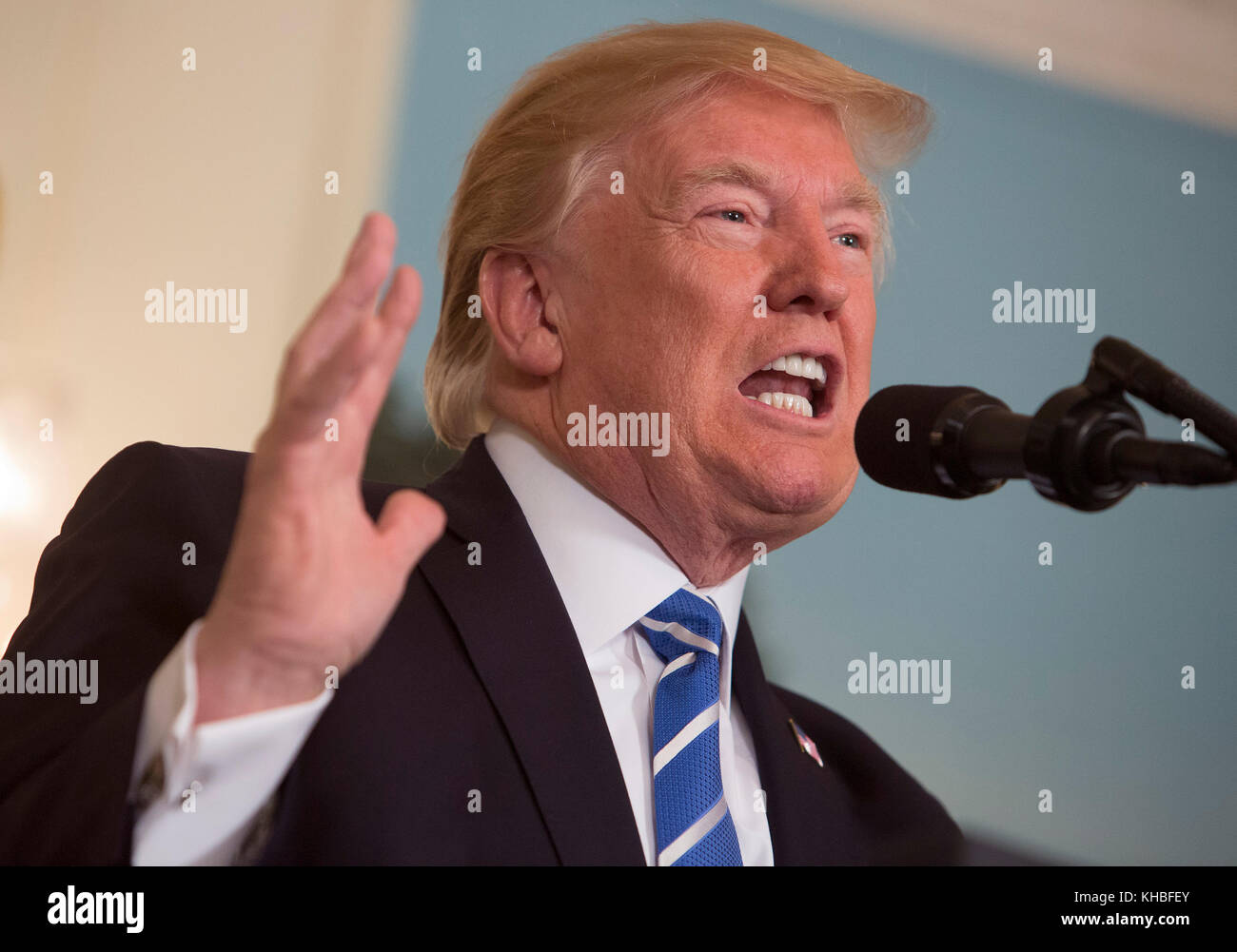 United States President Donald J. Trump makes a statement at the White ...