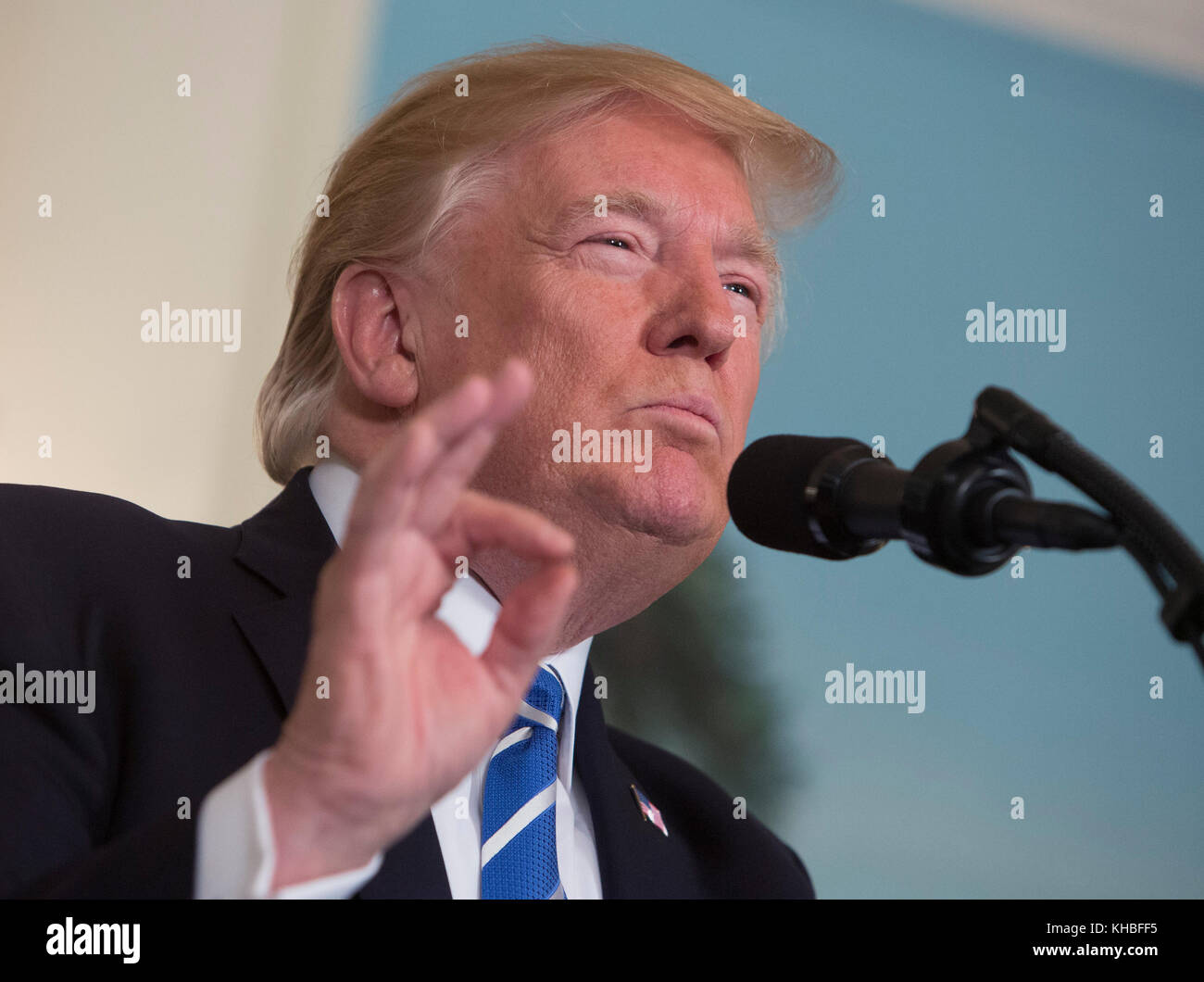United States President Donald J. Trump makes a statement at the White ...