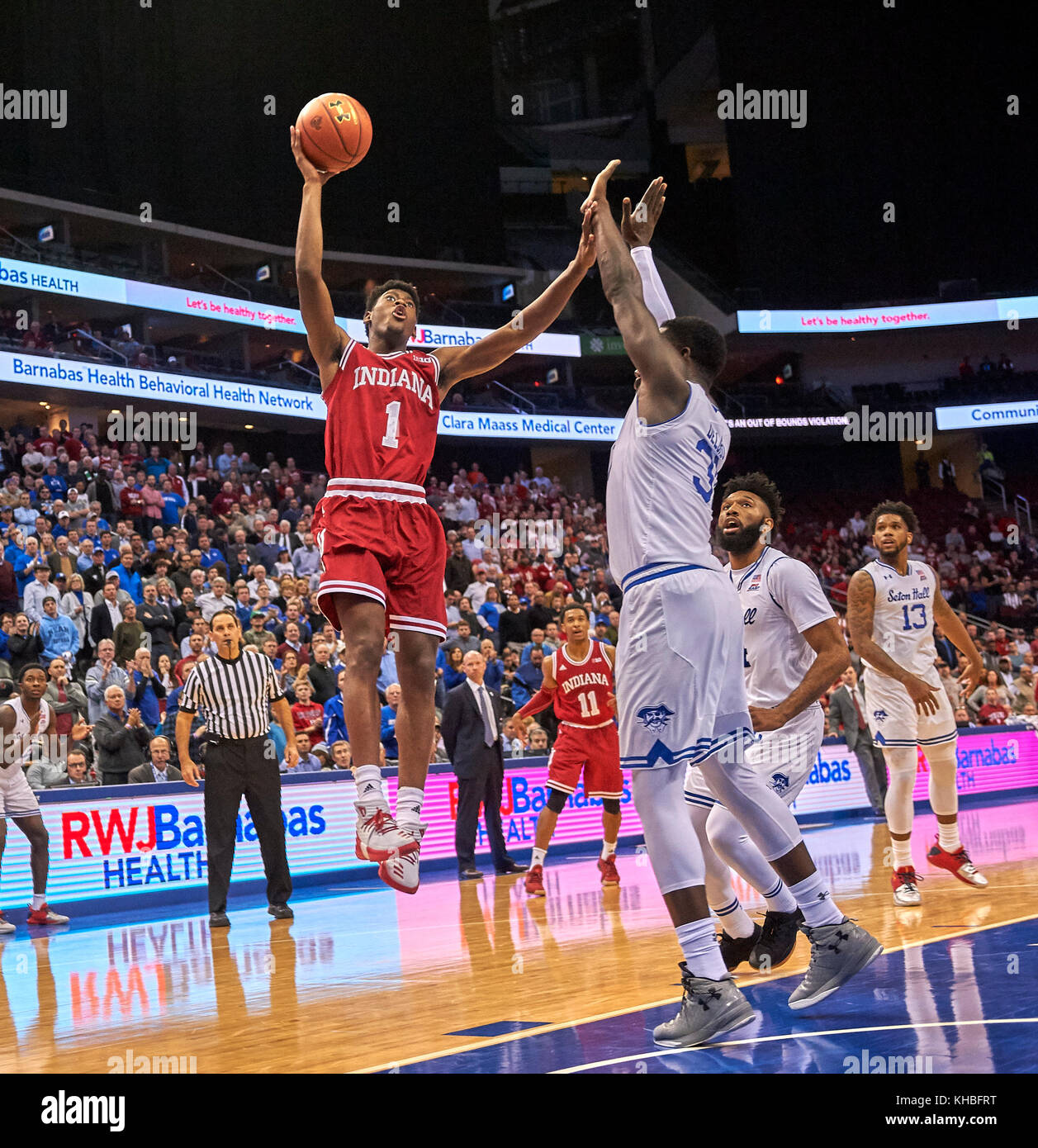 Newark, New Jersey, USA. 15th Nov, 2017. Indiana's guard Aljami Durham ...