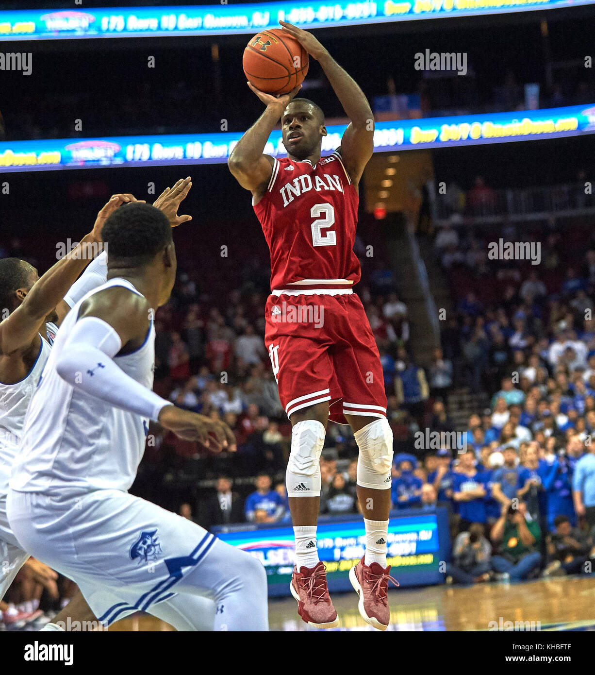 Newark, New Jersey, USA. 15th Nov, 2017. Indiana's guard Josh Newkirk ...