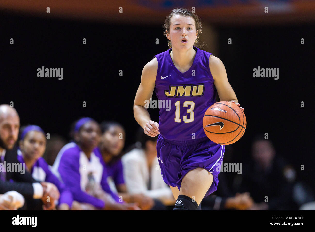 November 15, 2017: Logan Reynolds #13 of the James Madison Dukes brings ...