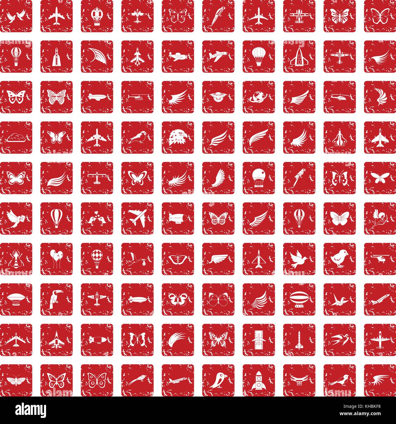 100 fly icons set grunge red Stock Vector Image & Art - Alamy