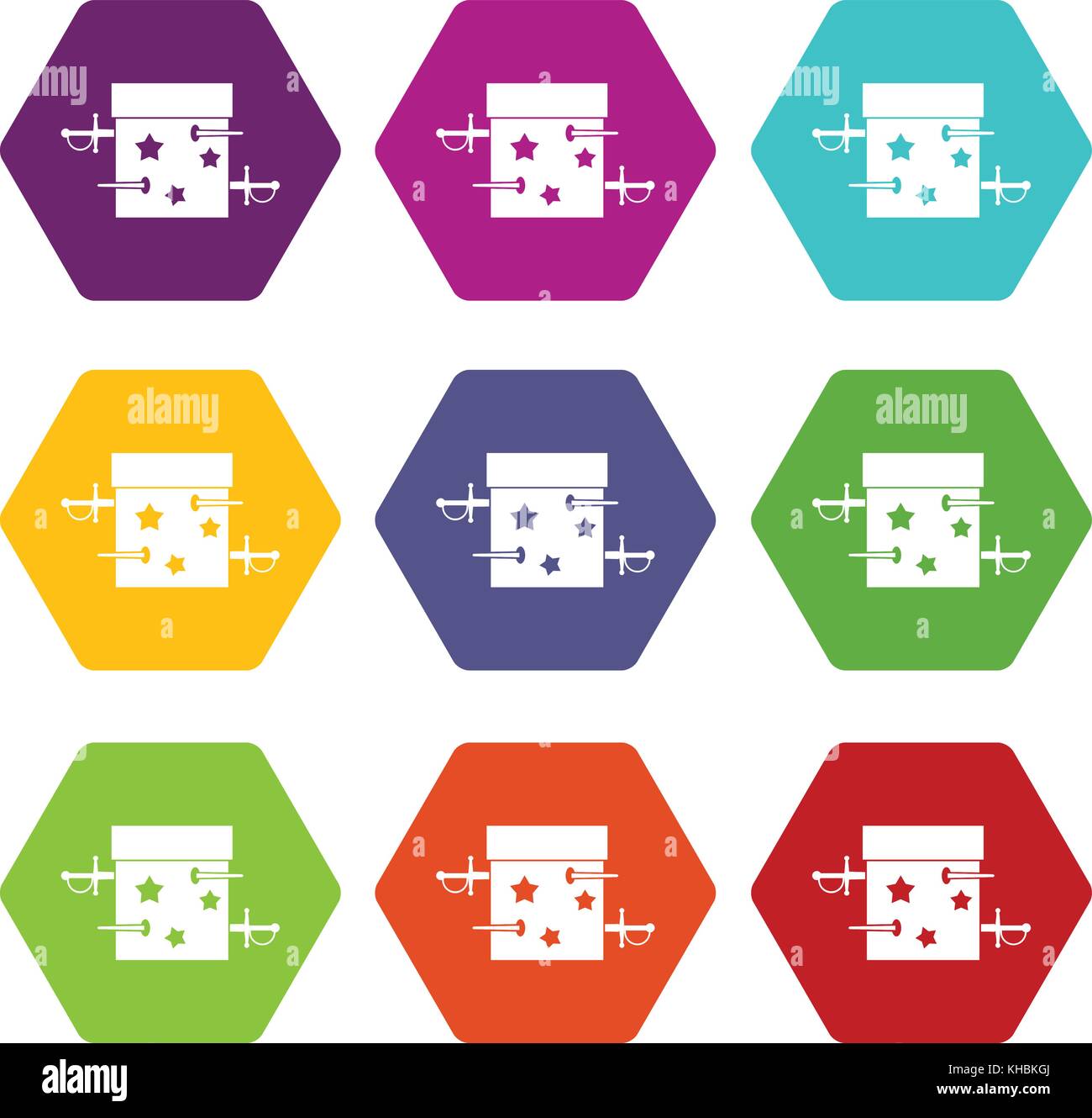 Sword box illusion icon set color hexahedron Stock Vector Image & Art - Alamy