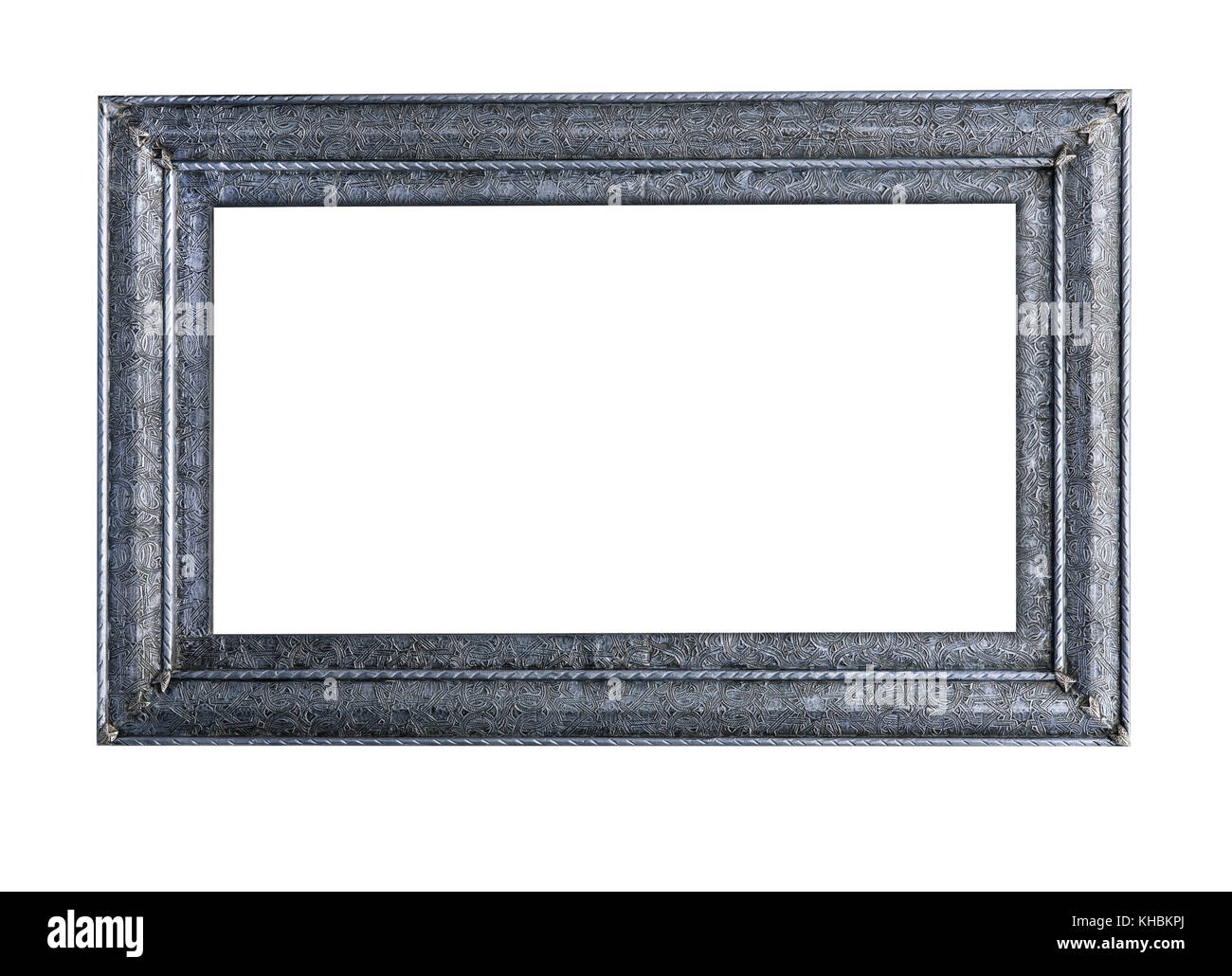 metallic picture frame isolated over white background Stock Photo - Alamy