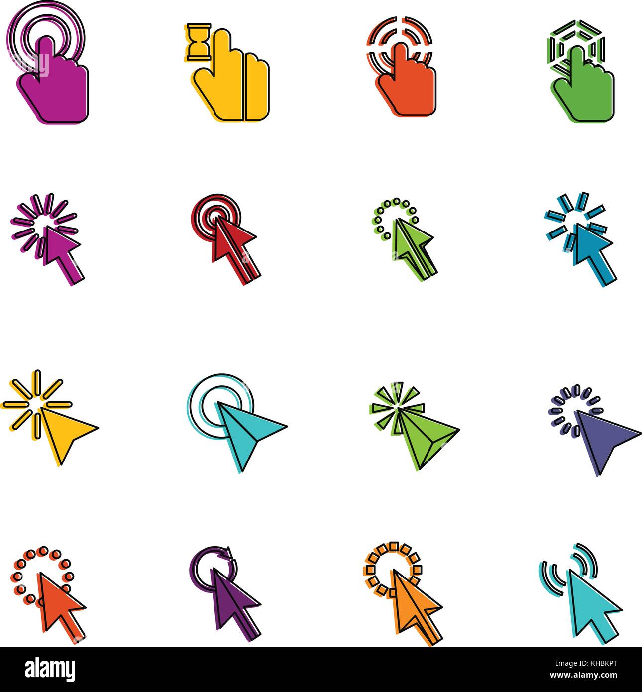 Mouse pointer icons doodle set Stock Vector Image & Art - Alamy