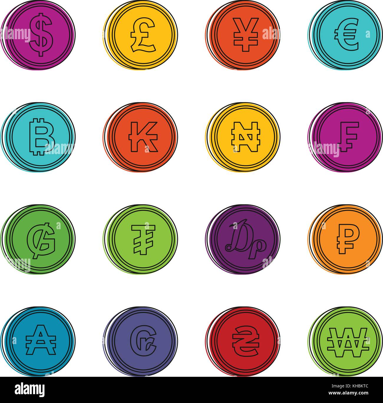 Currency from different countries icons doodle set Stock Vector Image ...