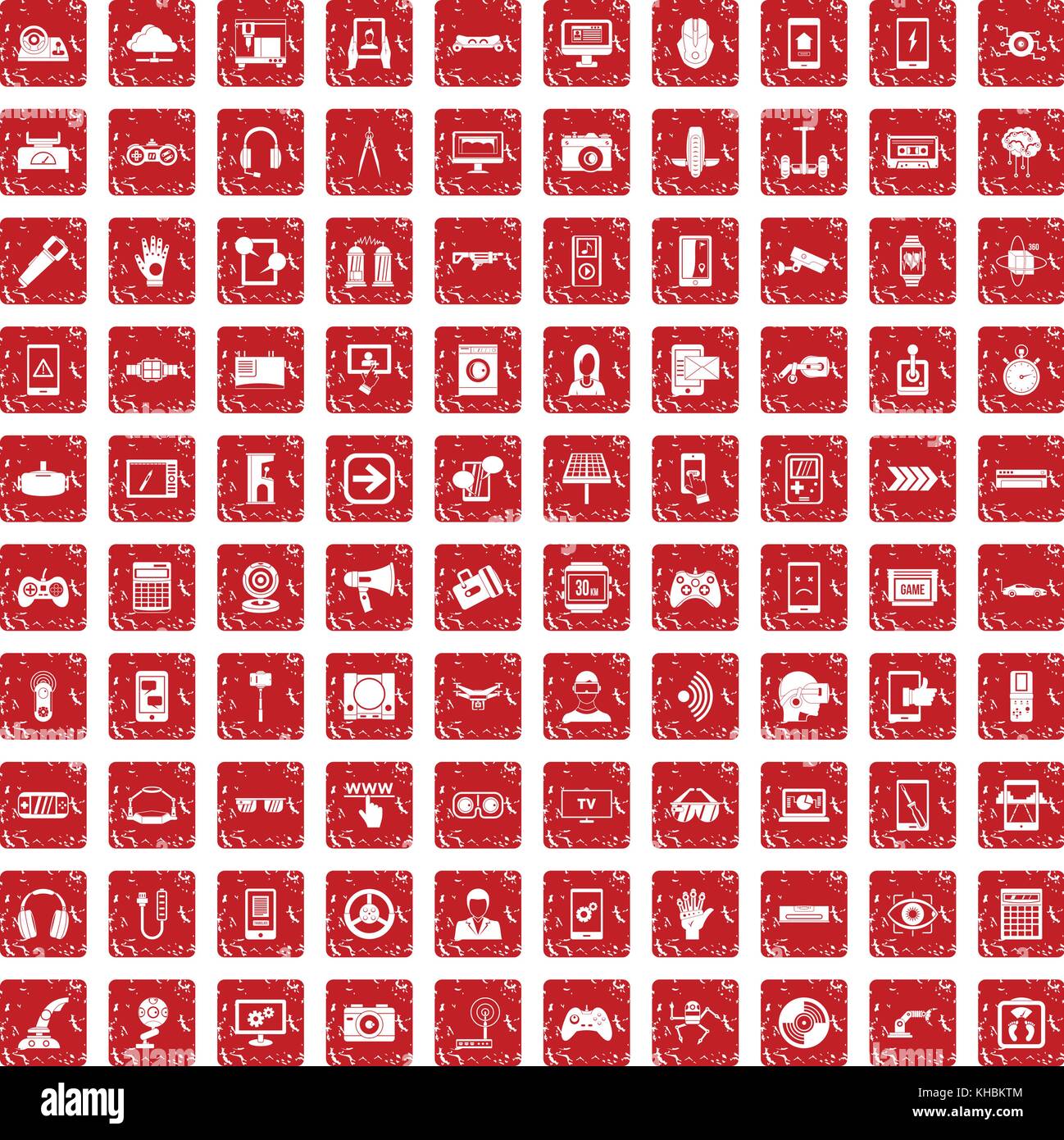 100 gadget icons set grunge red Stock Vector Image & Art - Alamy
