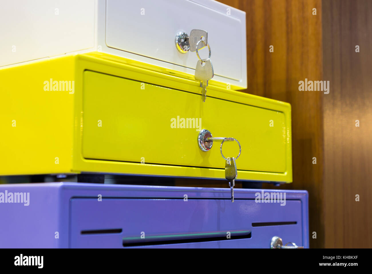 colorful box safe with keys;modern style Stock Photo - Alamy