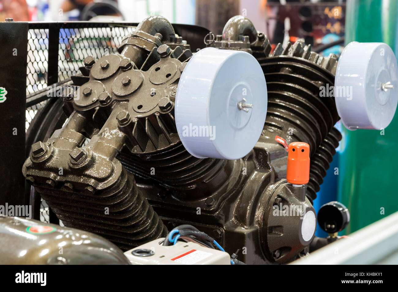 Motor of industrial air pump ; close up Stock Photo - Alamy