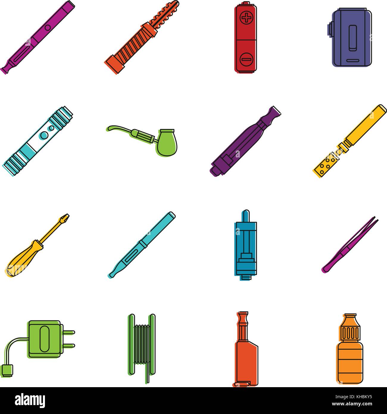 Vape Icons Doodle Set Stock Vector Image And Art Alamy