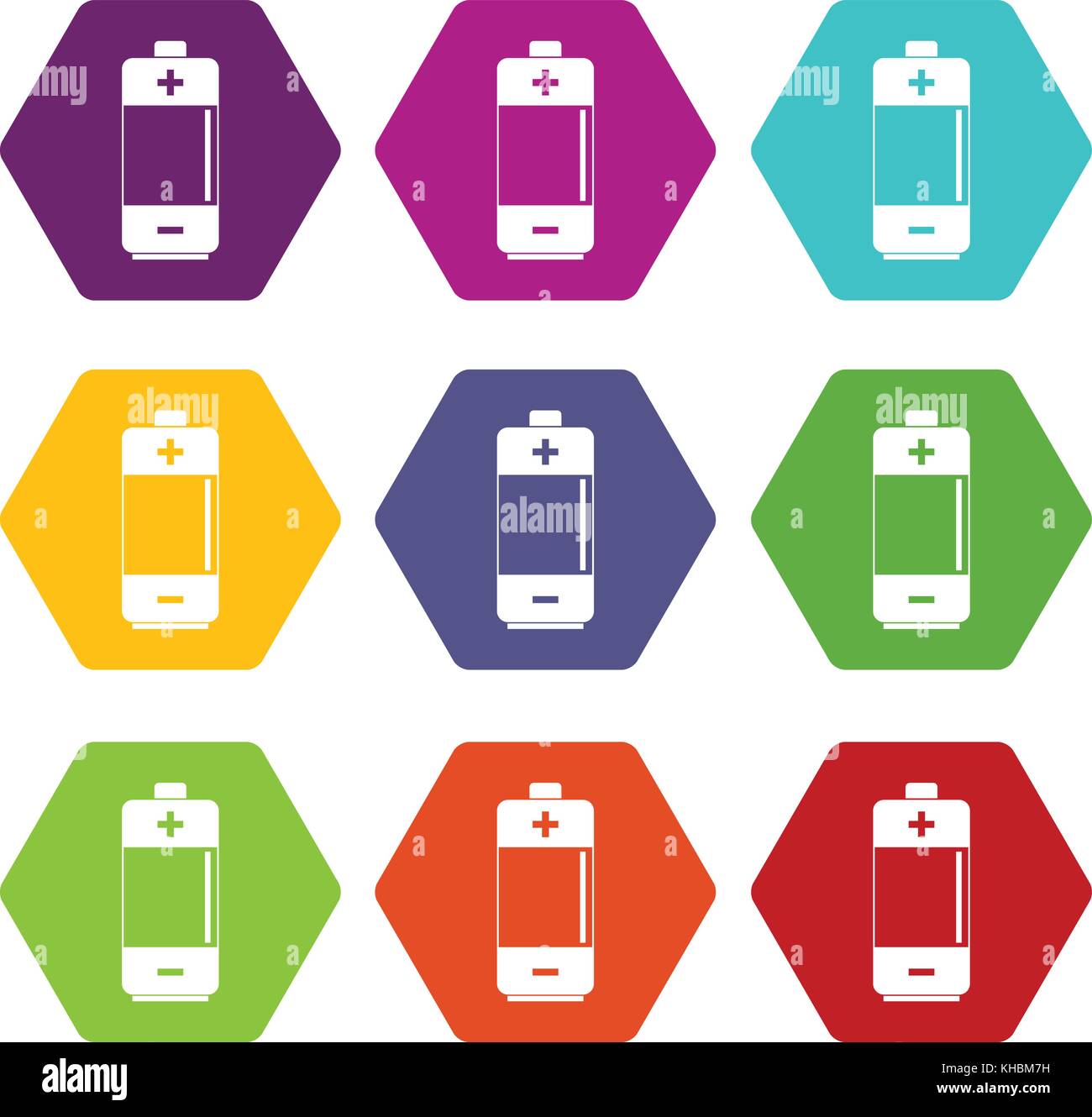 Alkaline battery icon set color hexahedron Stock Vector Image & Art - Alamy
