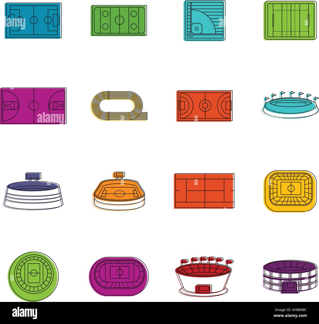 Sport stadium icons doodle set Stock Vector Image & Art - Alamy