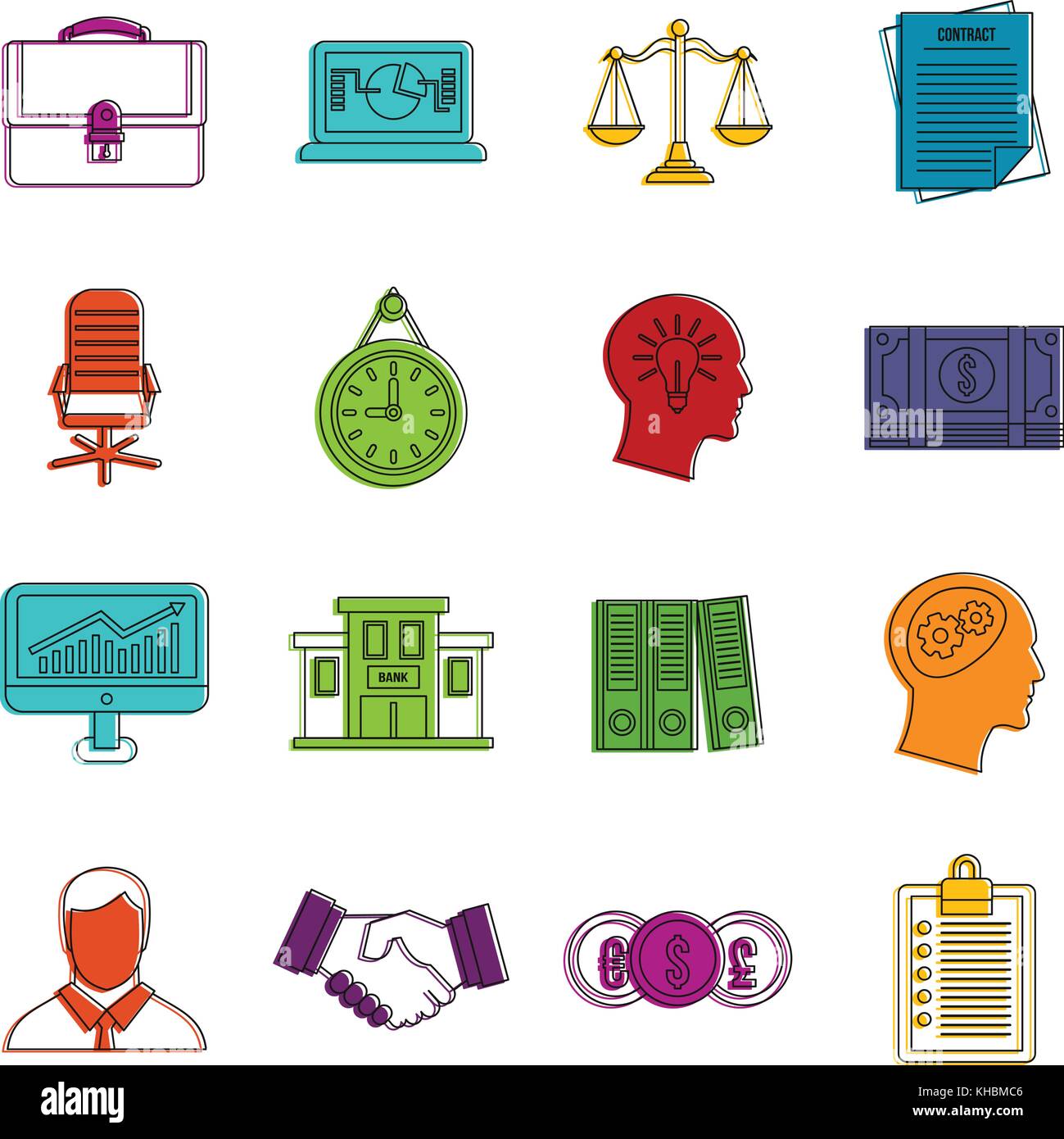 Banking icons doodle set Stock Vector Image & Art - Alamy