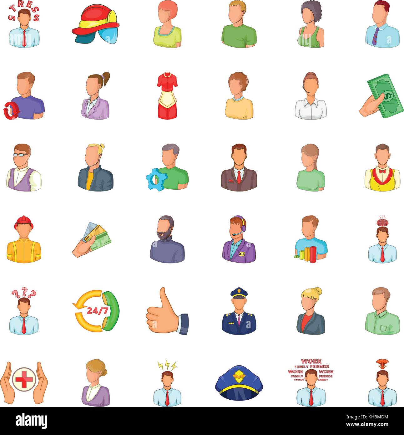 Job icons set, cartoon style Stock Vector Image & Art - Alamy