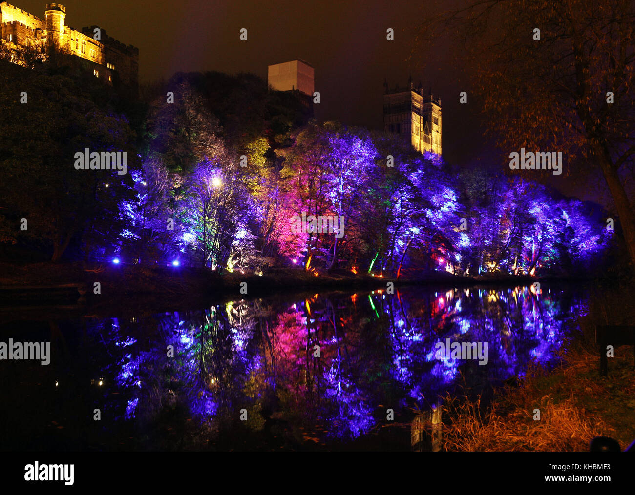 A rehearsal of the Lumiere Durham light festival at Durham Cathedral ...