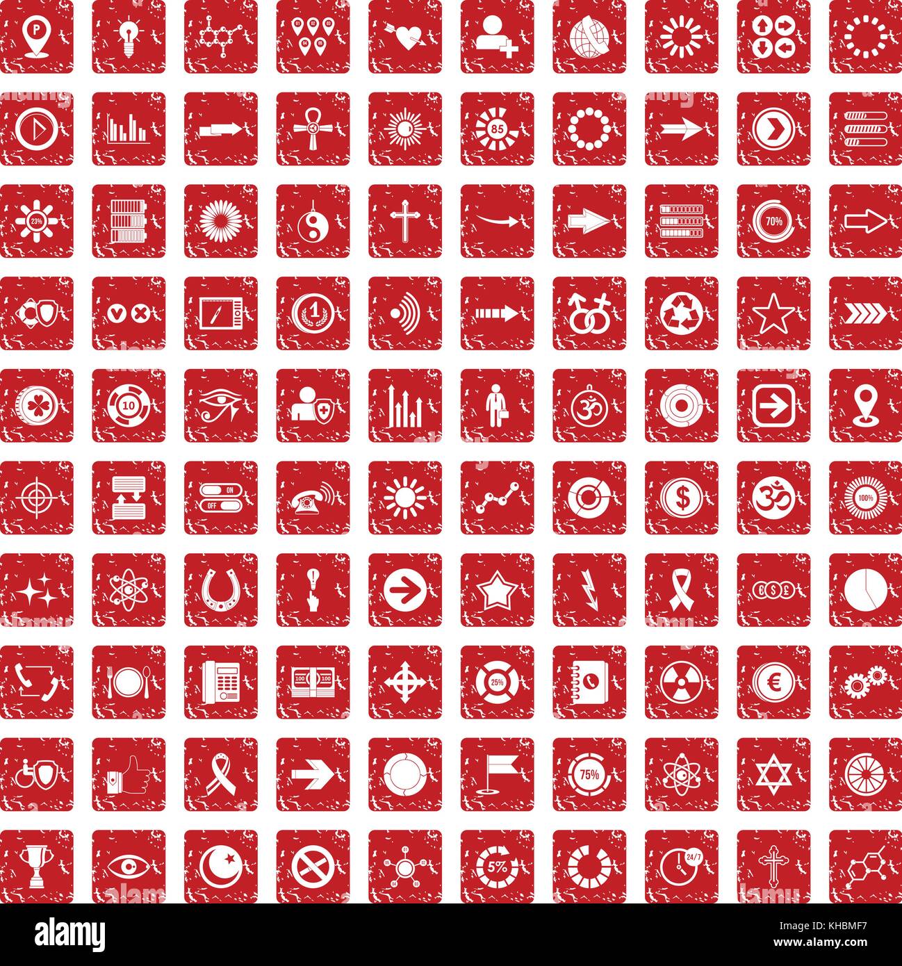 100 graphic elements icons set grunge red Stock Vector Image & Art - Alamy