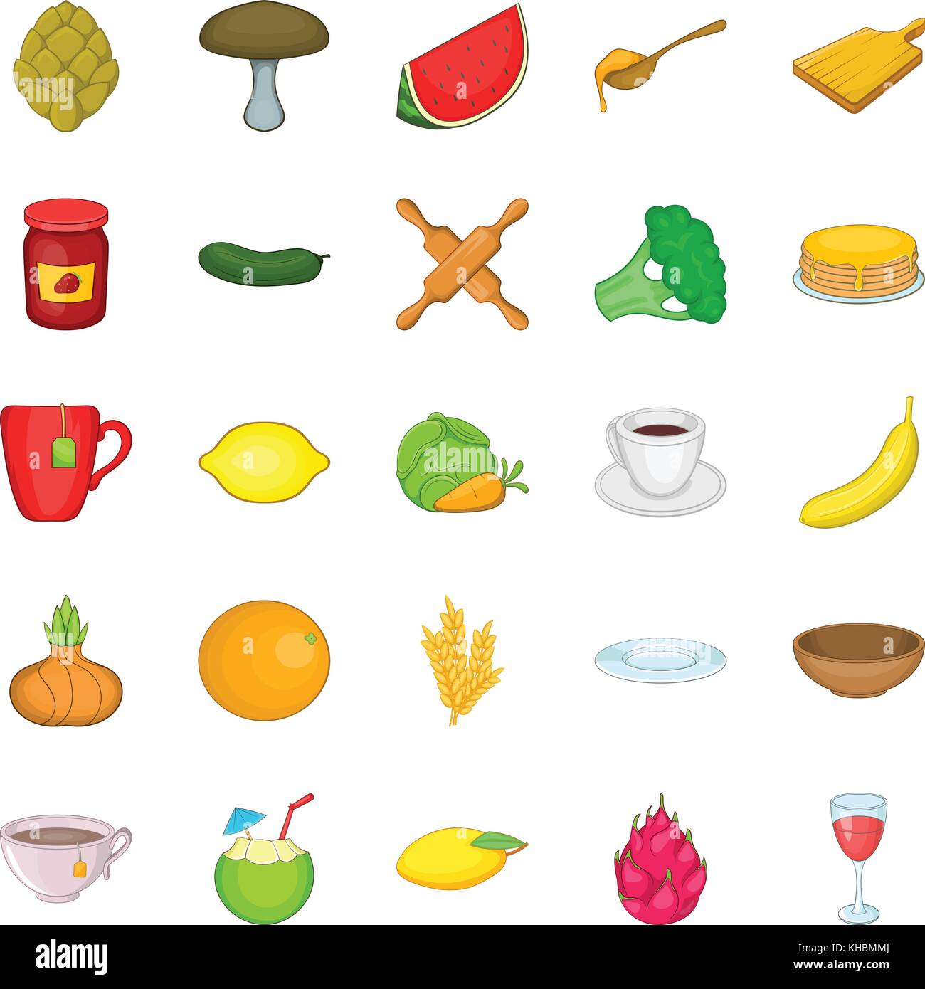 Vegetable snack icons set, cartoon style Stock Vector Image & Art - Alamy