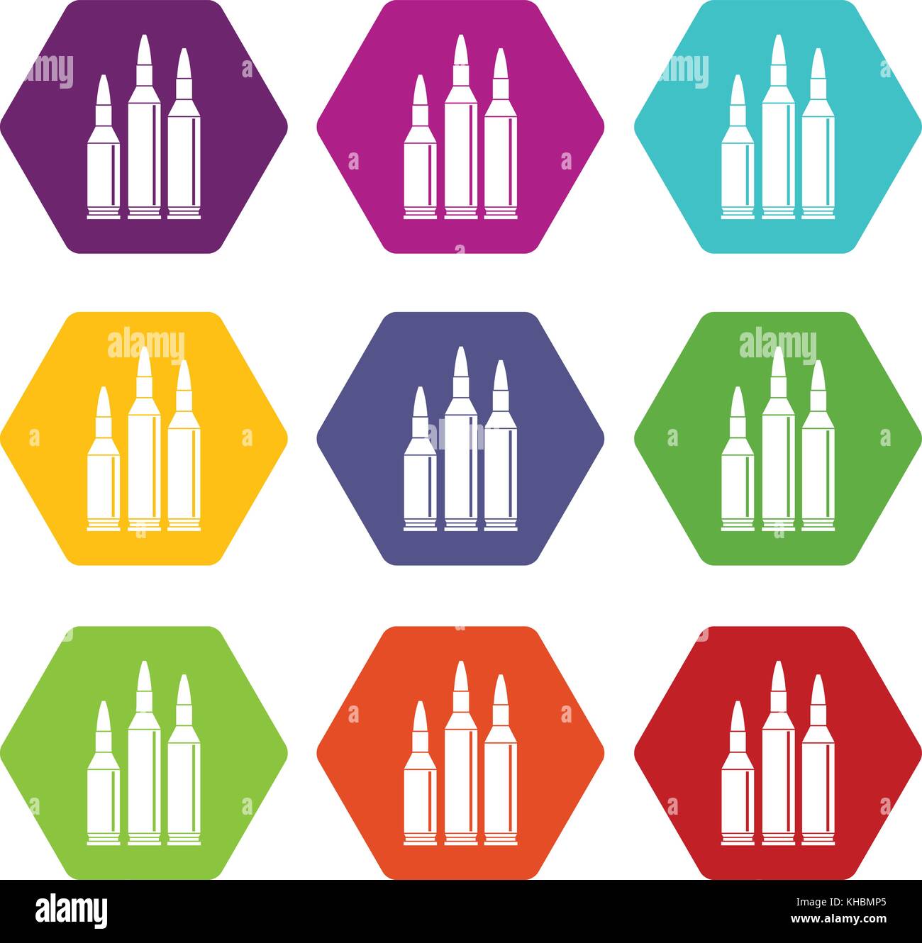 Bullet ammunition icon set color hexahedron Stock Vector Image & Art ...