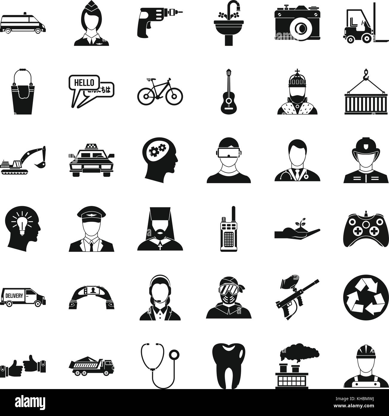 Factory icons set, simple style Stock Vector Image & Art - Alamy