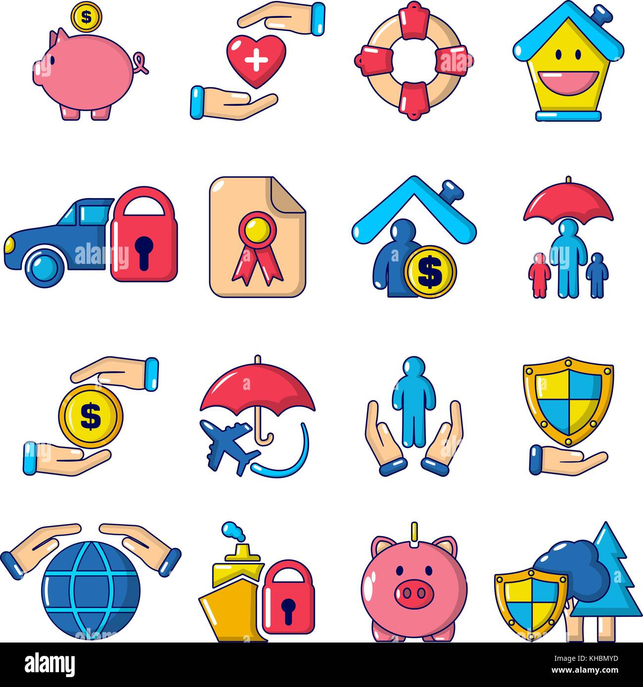 Insurance icons set, cartoon style Stock Vector Image & Art - Alamy