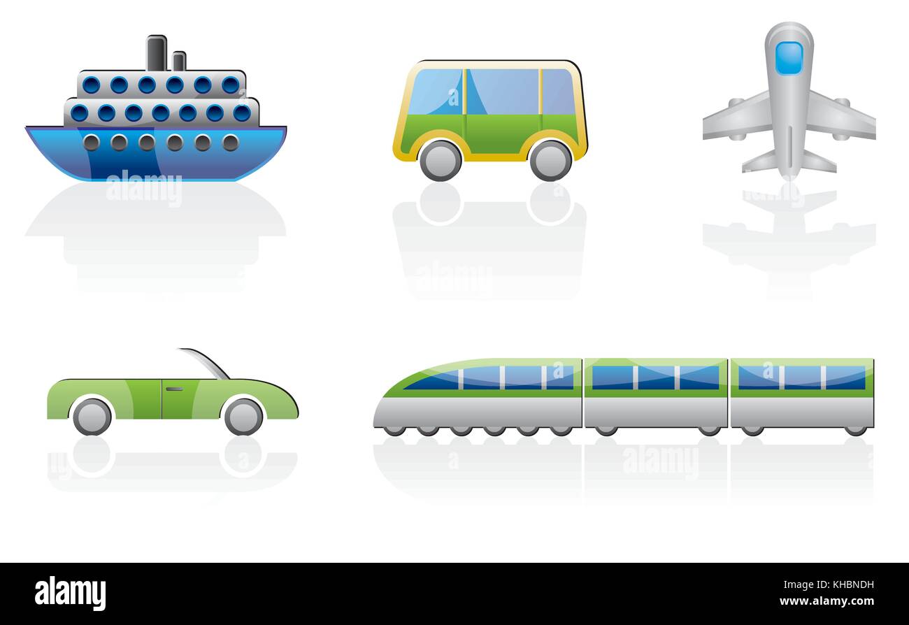travel and transportation icons - vector icon set Stock Vector Image ...