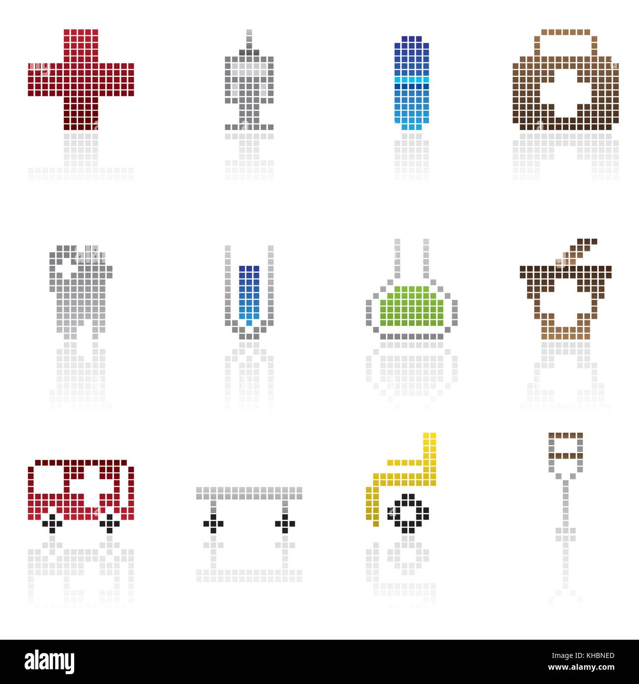Medical and healthcare Pixel Icons - vector icon set Stock Vector Image ...