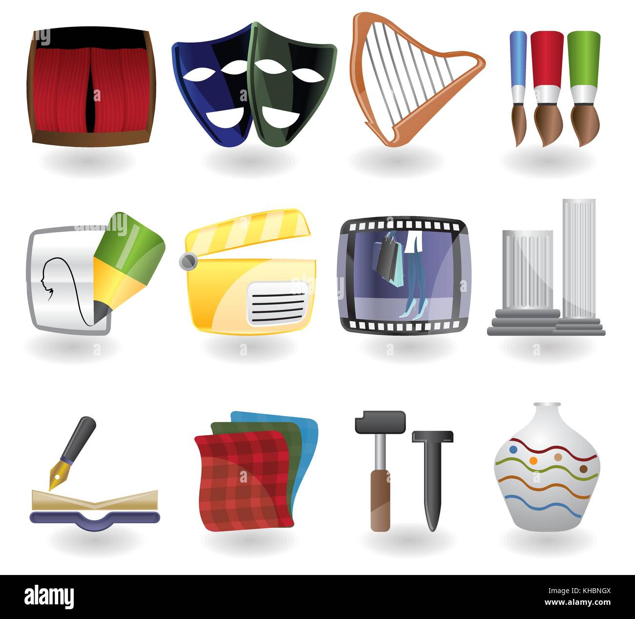 different kind of art icons - vector icon set Stock Vector Image & Art ...