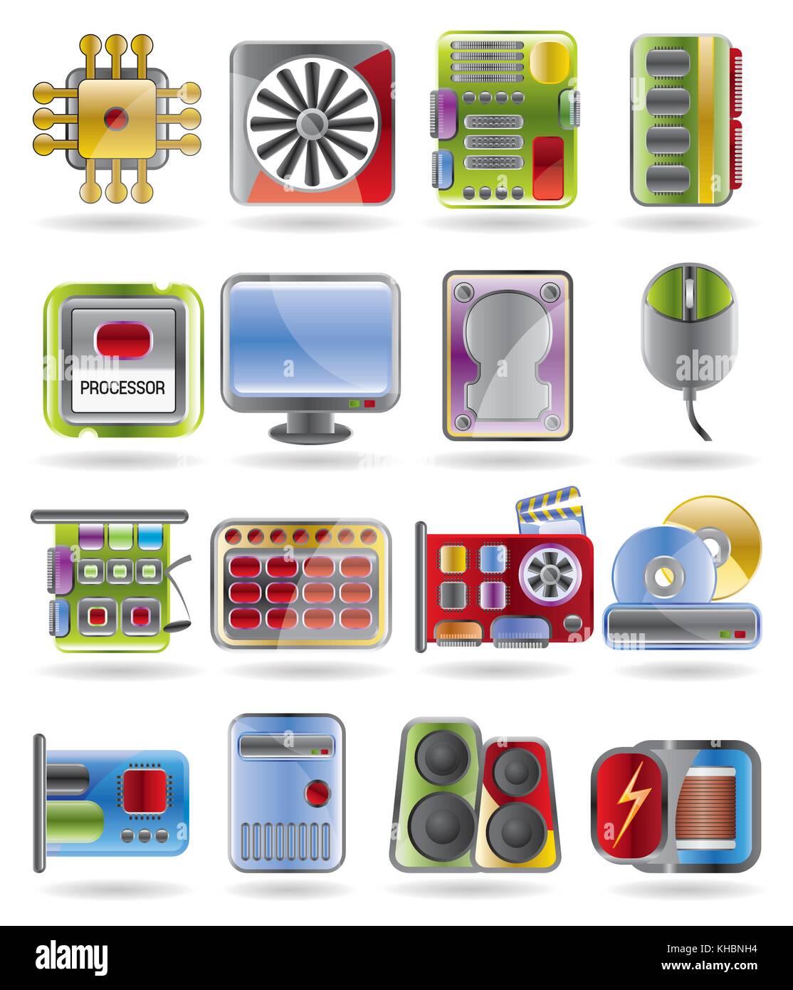 Computer performance and equipment icons - vector icon set Stock Vector ...