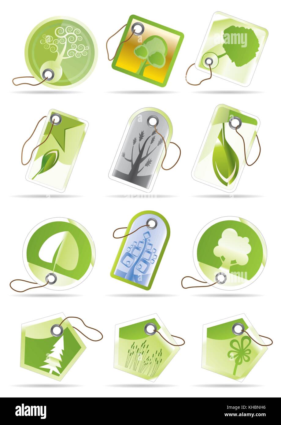 Green and leaf labels - vector icon set Stock Vector Image & Art - Alamy