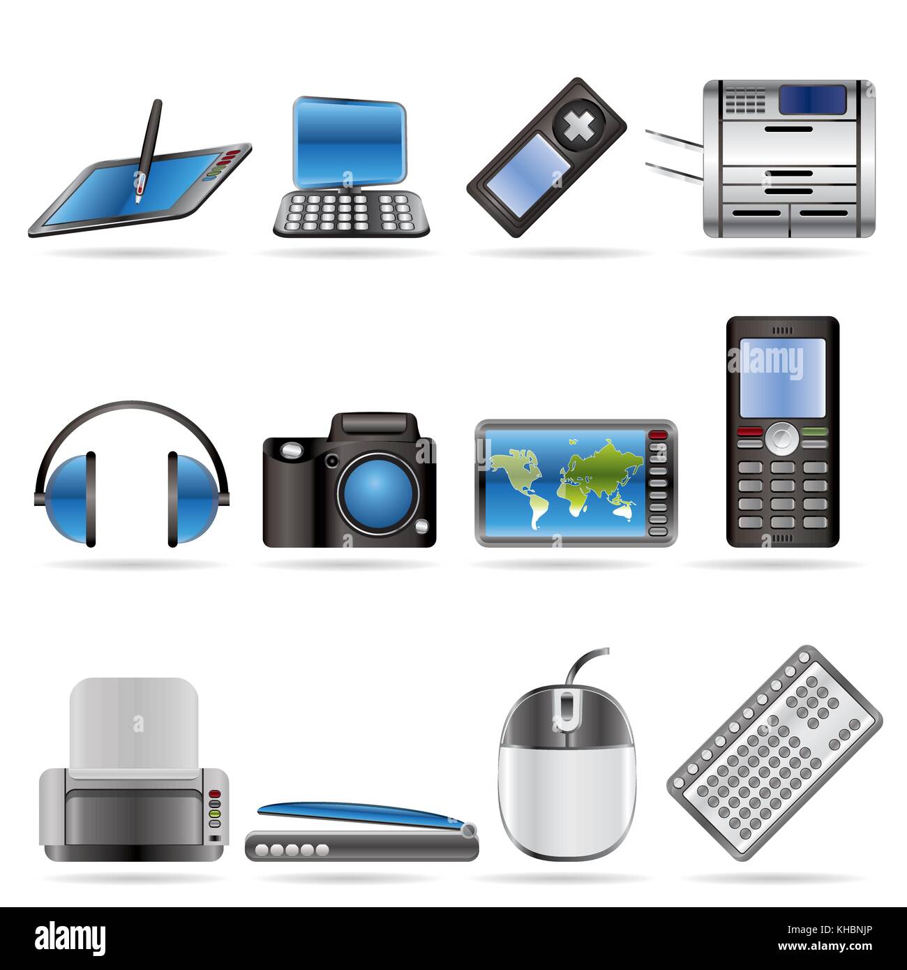 Hi-tech technical equipment icons - vector icon set 3 Stock Vector ...