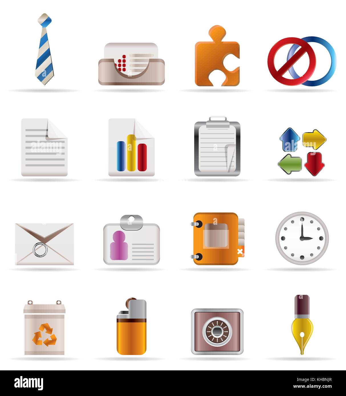 Realistic Business and Office Icons - vector icon set Stock Vector ...