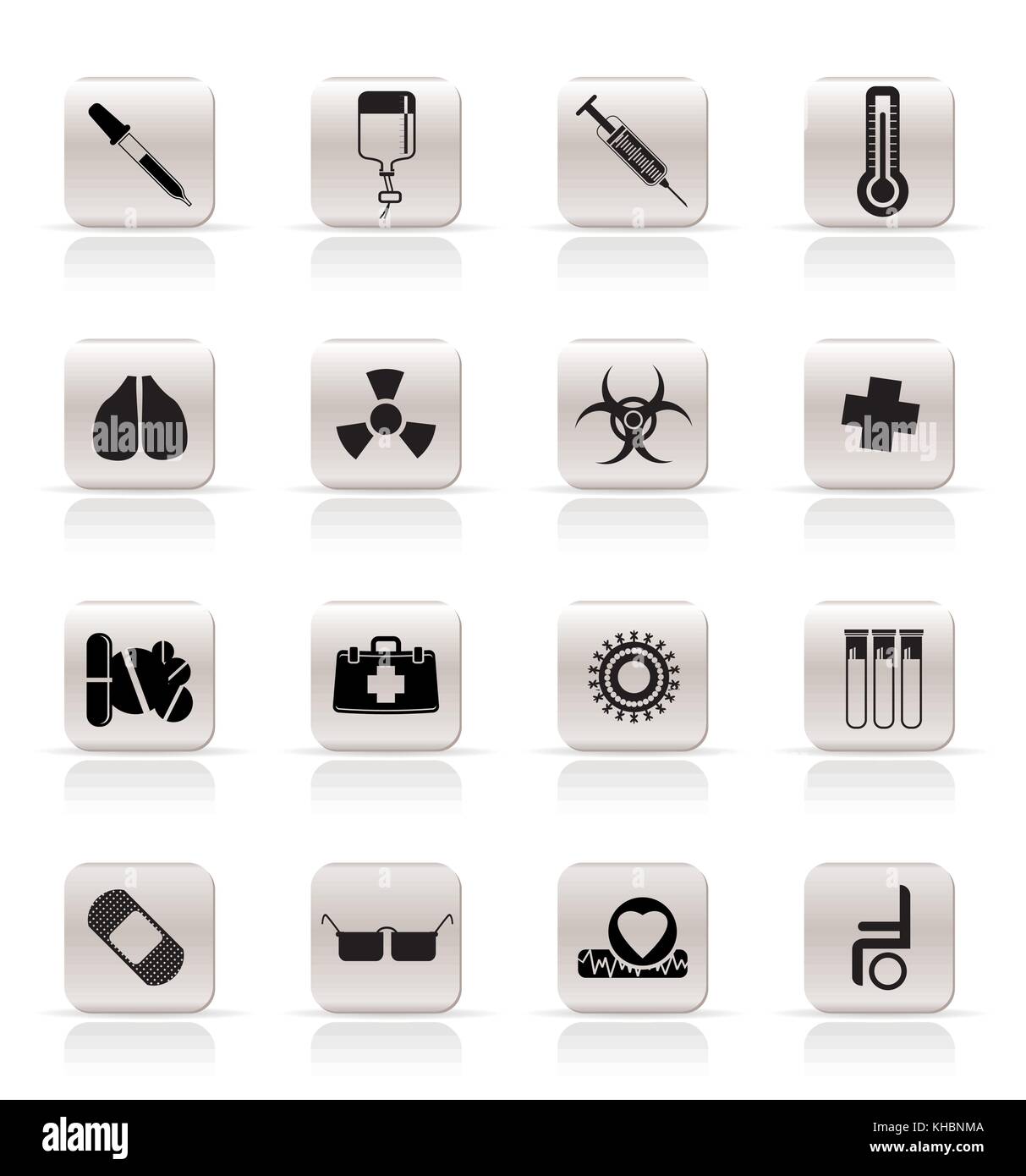 collection of medical themed icons and warning-signs - Vector Icon Set ...
