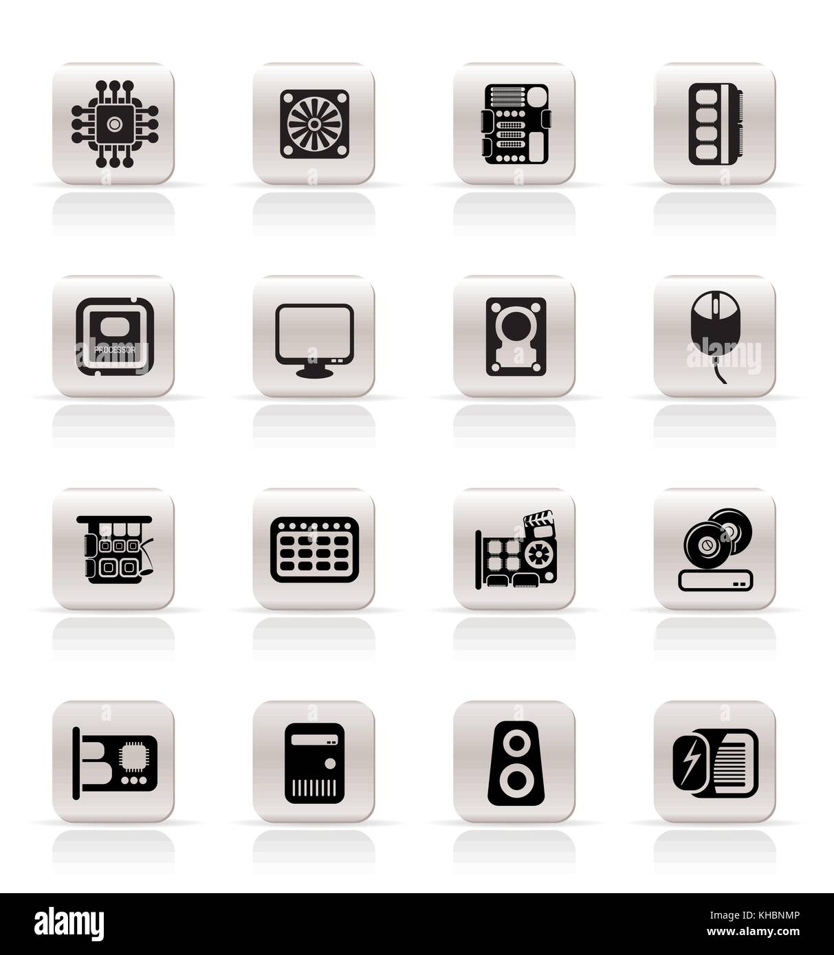 Simple Computer Performance and Equipment Icons - Vector Icon Set Stock ...