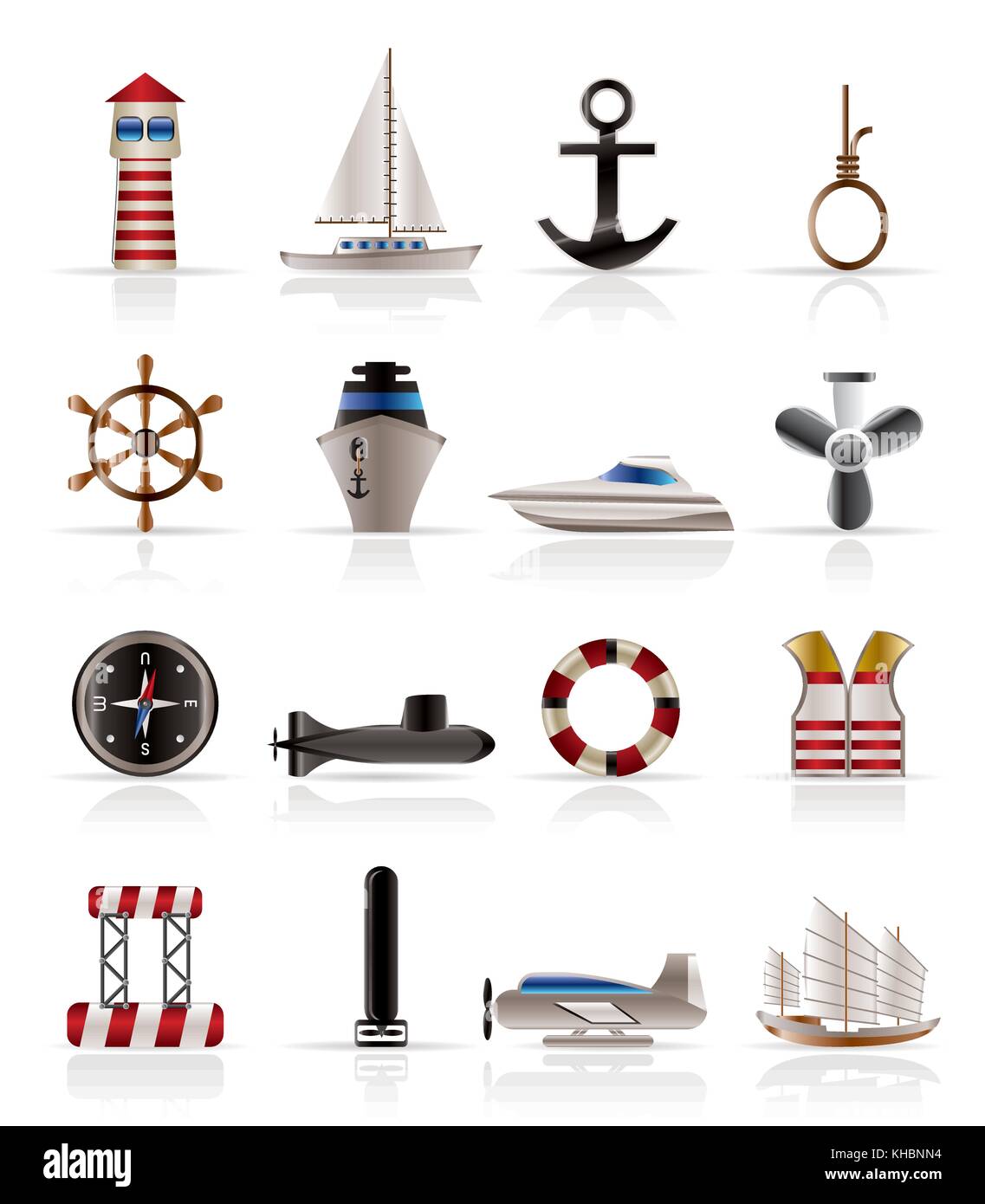 Marine, Sailing and Sea Icons - Vector Icon Set Stock Vector Image ...