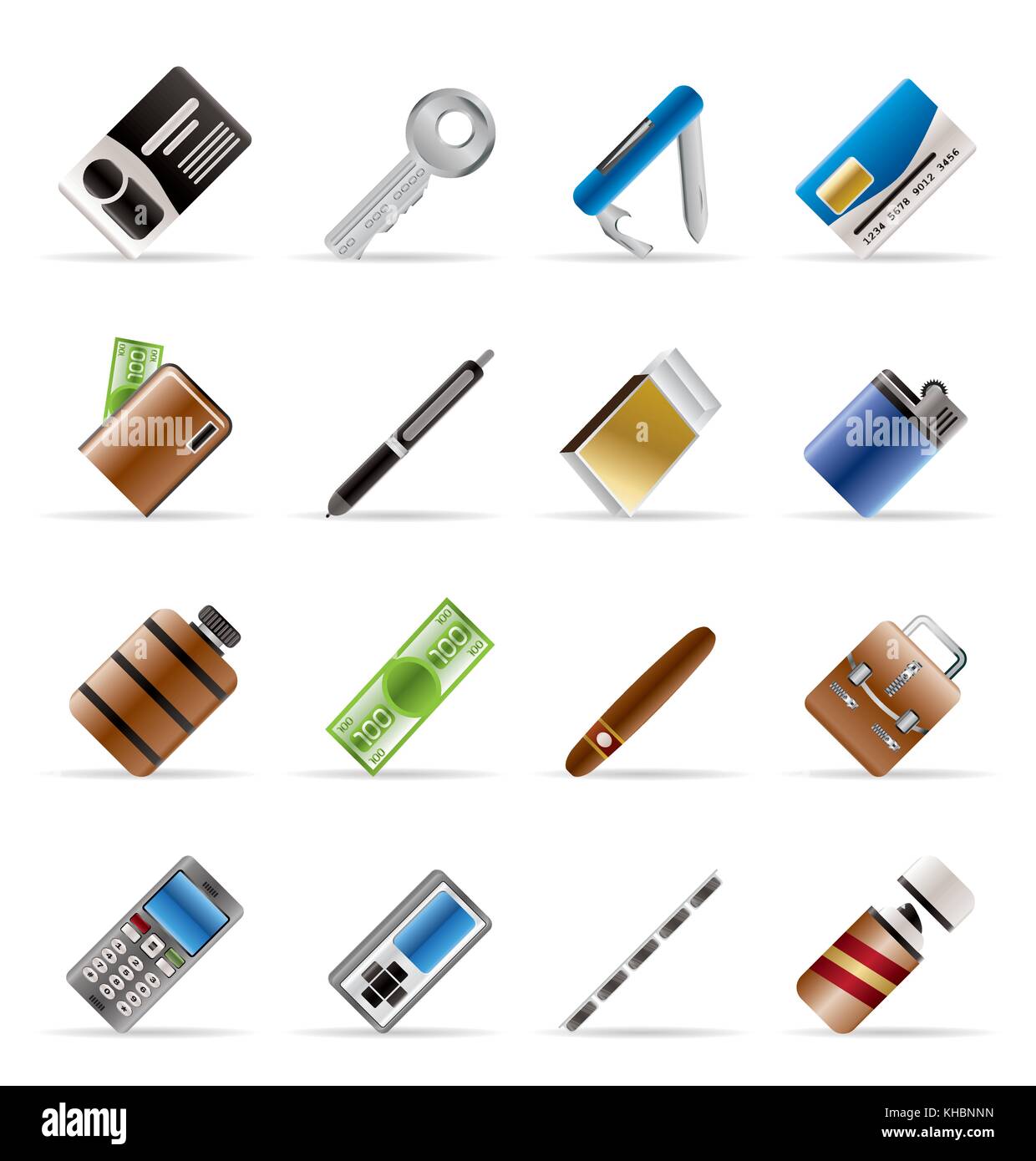 Realistic Vector Object Icons - Vector Icon Set Stock Vector Image ...