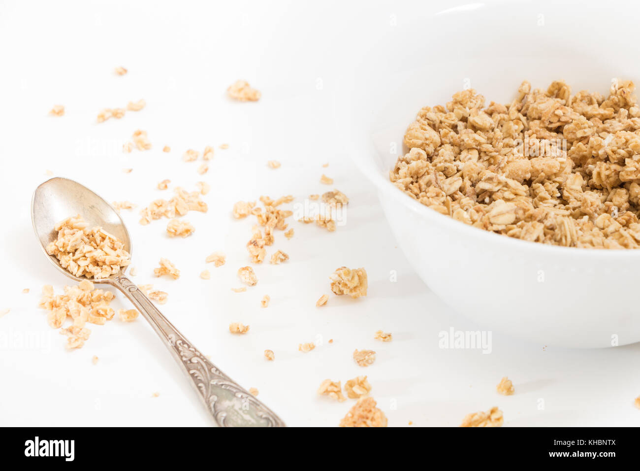 Bowl of granola, on white background Stock Photo - Alamy
