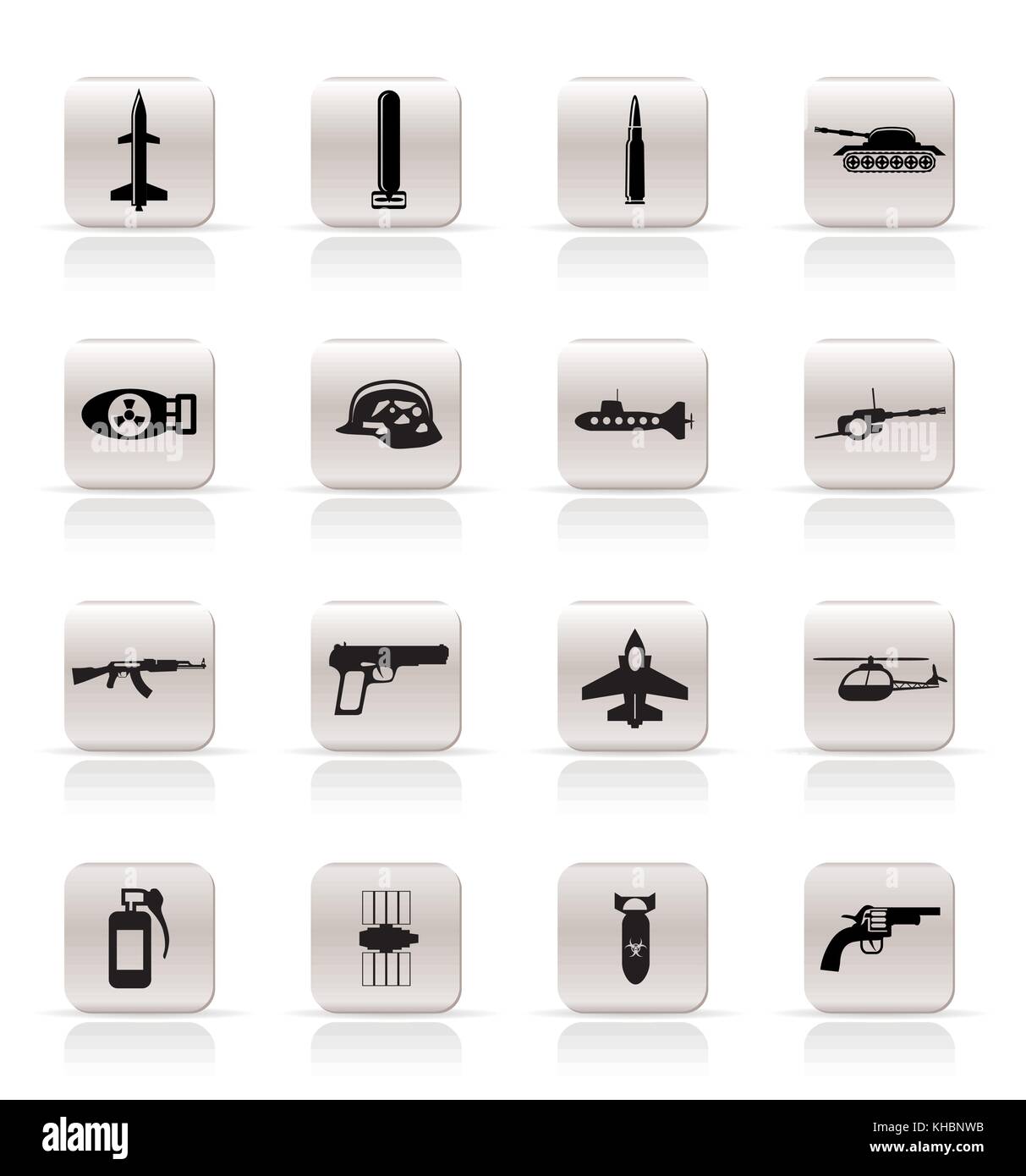 Simple weapon, arms and war icons - Vector icon set Stock Vector Image ...