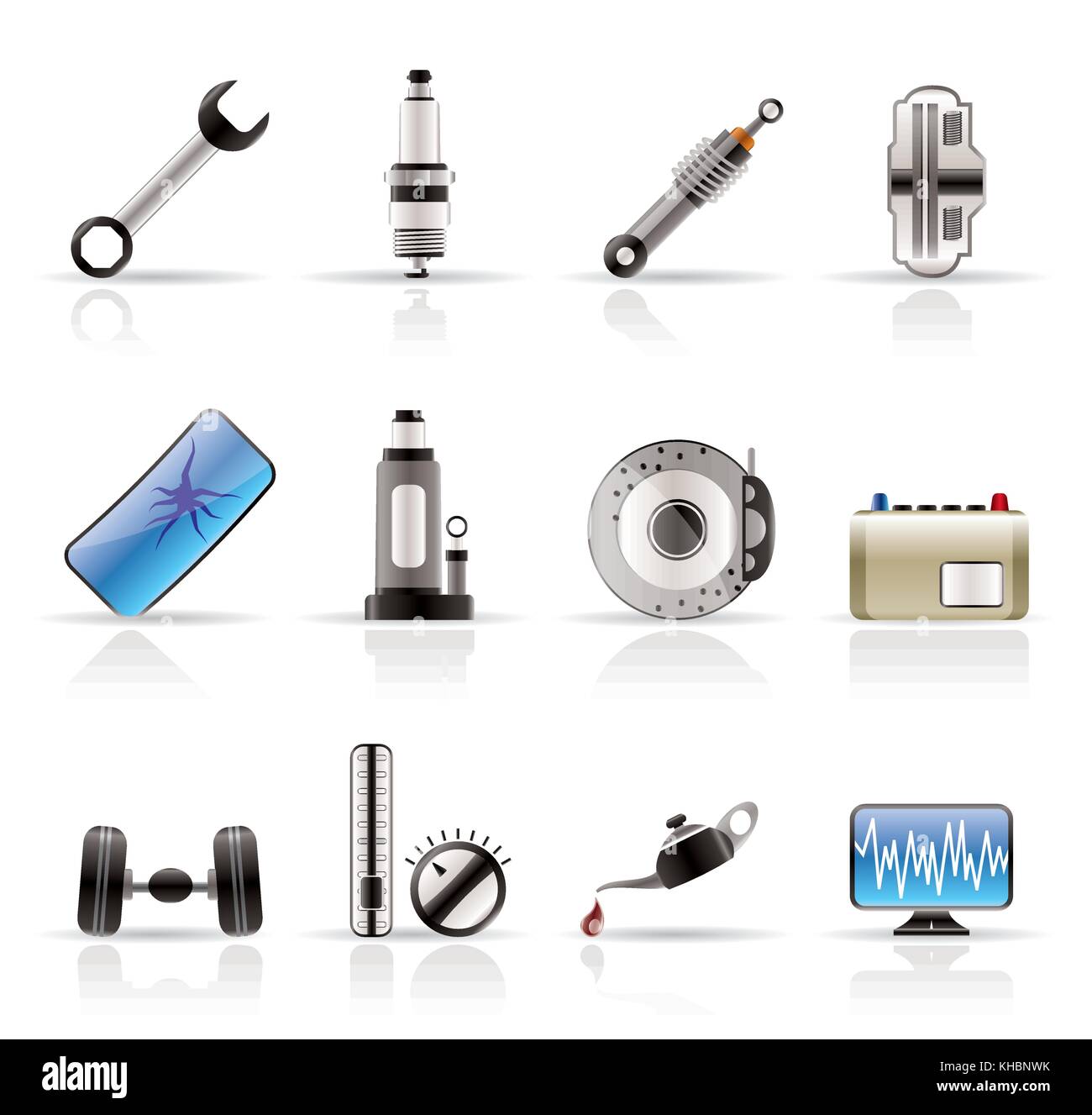 Realistic Car Parts and Services icons - Vector Icon Set 1 Stock Vector ...