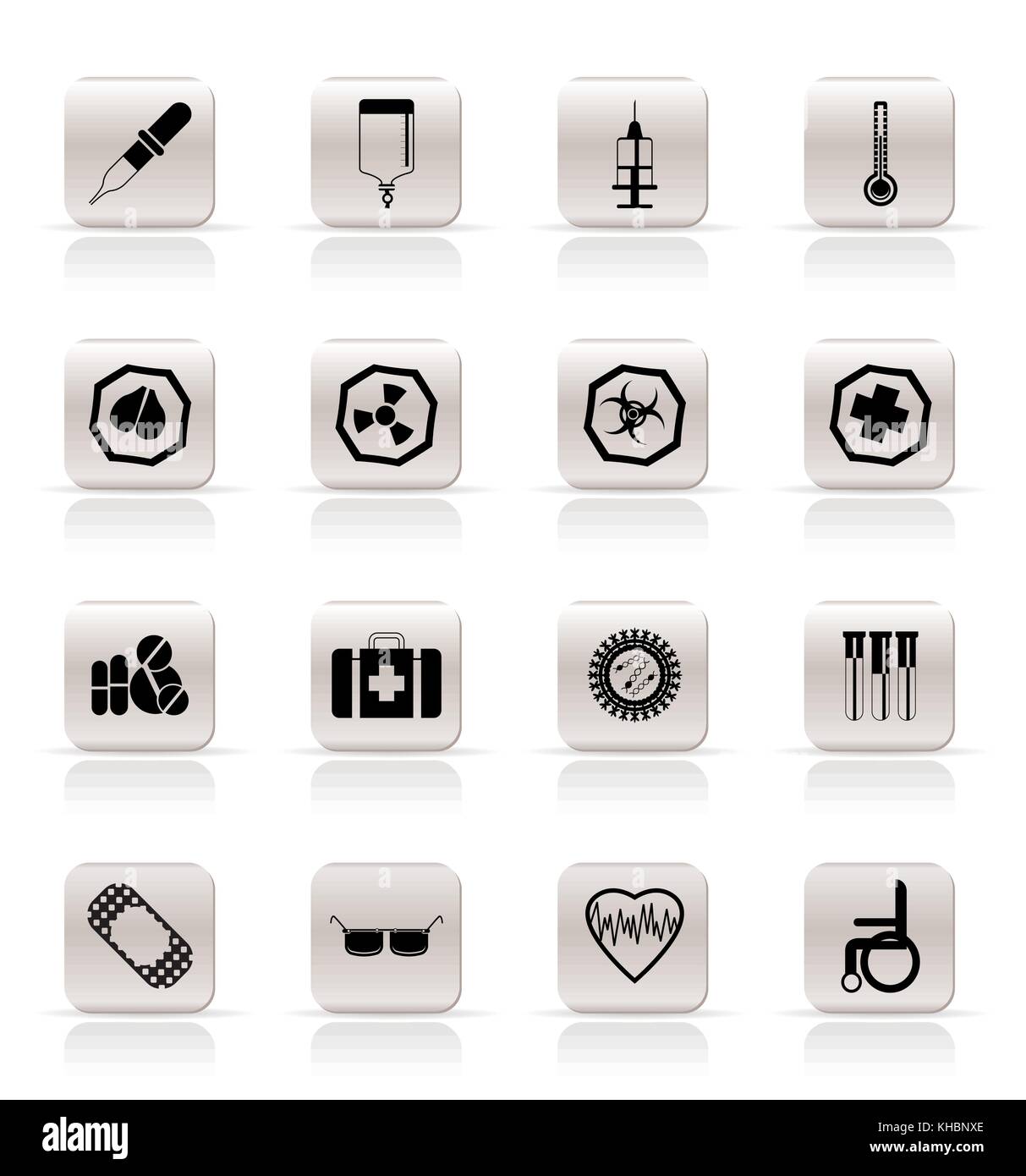 Simple medical themed icons and warning-signs - vector Icon Set Stock ...