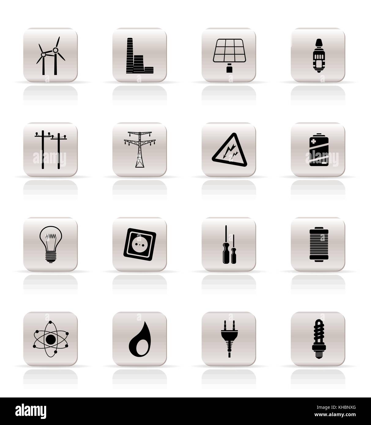 Simple Electricity, power and energy icons - vector icon set Stock ...