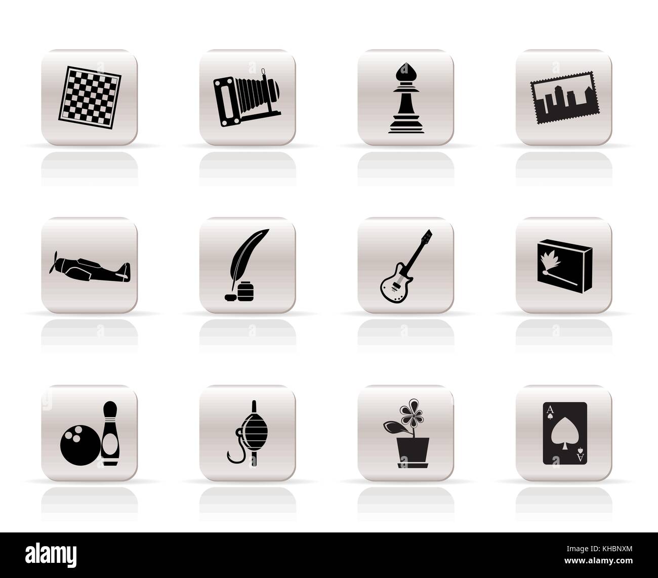 Simple Hobby, Leisure and Holiday Icons - Vector Icon Set Stock Vector ...
