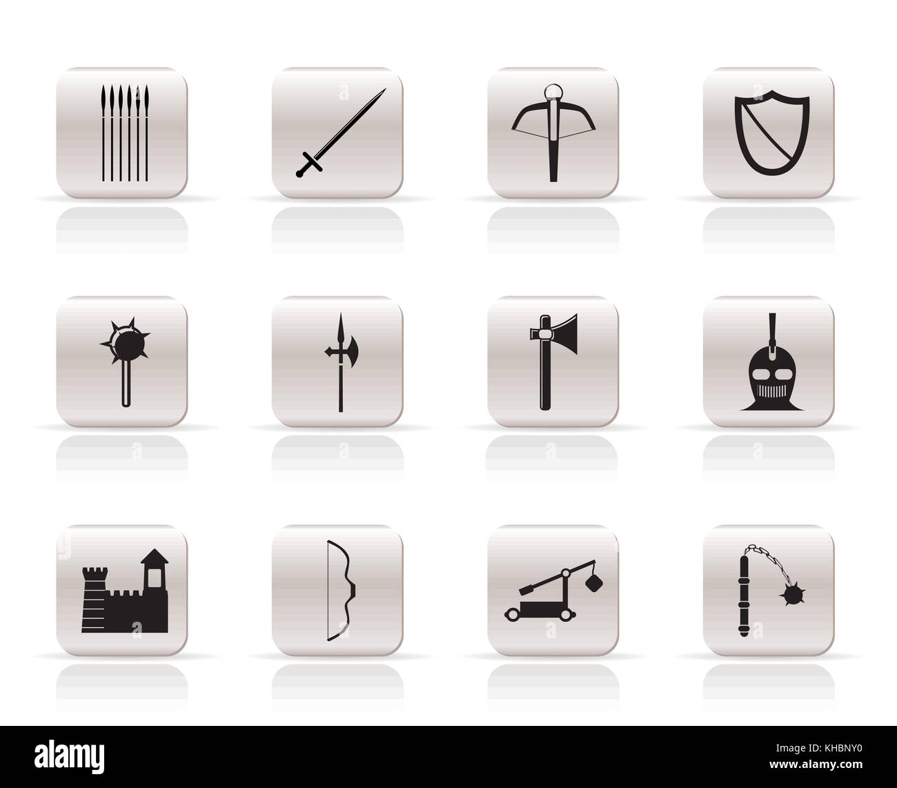 Simple medieval arms and objects icons - vector icon set Stock Vector ...