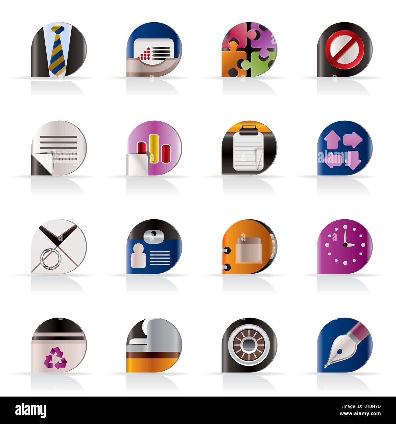 Realistic Business and Office Icons - vector icon set Stock Vector ...